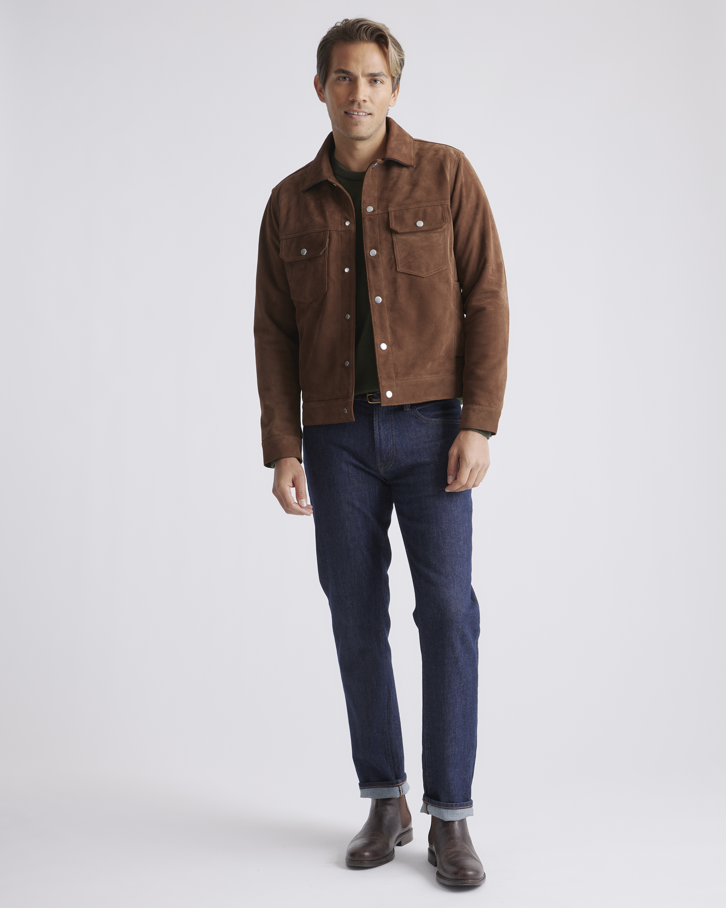 QUINCE Italian Suede Trucker Jacket